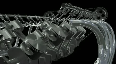 V12 Engine Animation. Loop + Alpha HD | Stock Video | Pond5