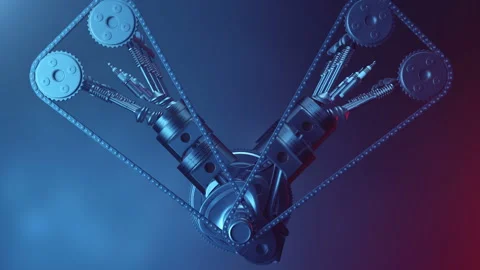V6 engine inside, animation in motion, p... | Stock Video | Pond5