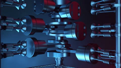V6 engine inside, animation in motion, p... | Stock Video | Pond5
