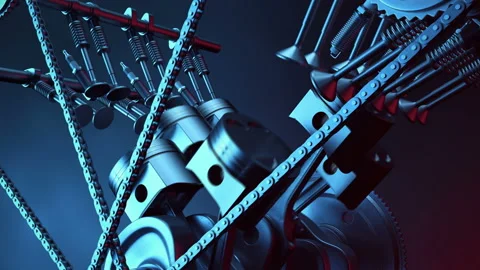 V6 engine inside, animation in motion, p... | Stock Video | Pond5