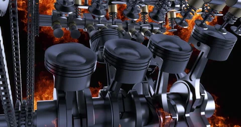 V8 engine working. Valves, pistons and c... | Stock Video | Pond5