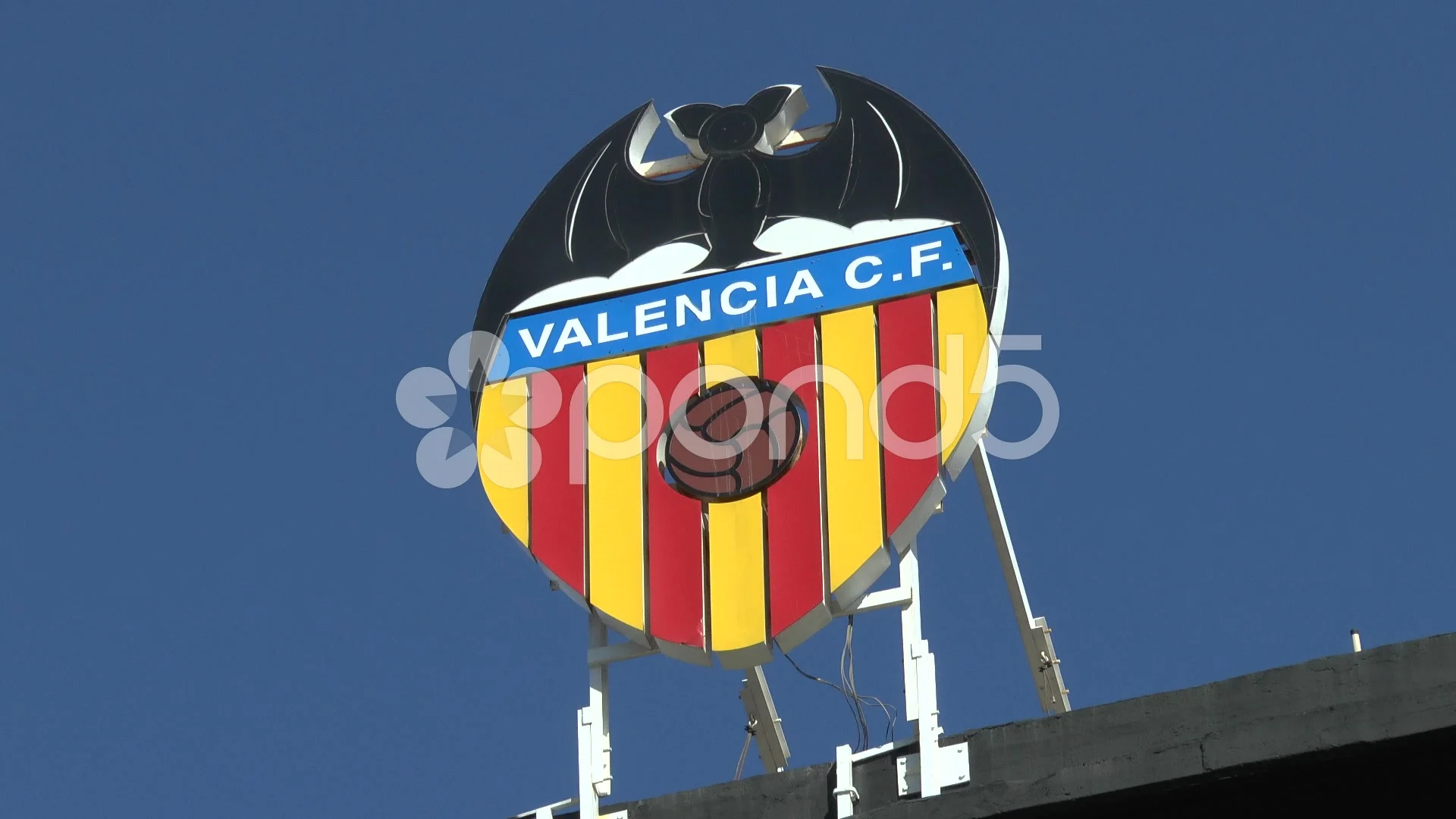 Valencia Football Logo Close Up Of Waving Flag With Valencia CF