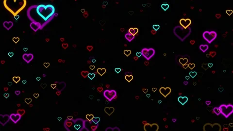 Valentine Love Hearts Neon Glow Flying ... | Stock Video | Pond5