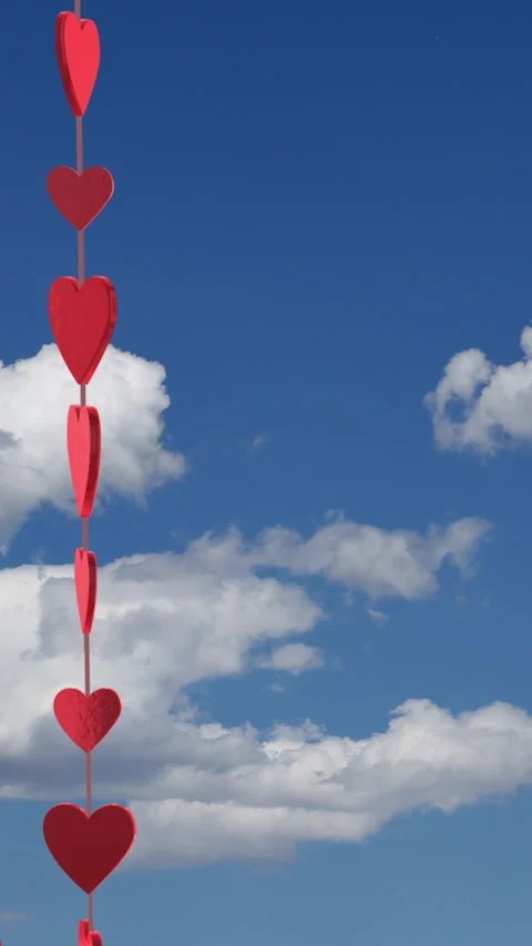 Valentines Day String of Hearts with Blu... | Stock Video | Pond5
