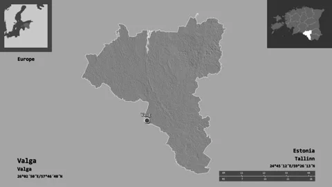 Valga location. Estonia. Bilevel map | Stock Video | Pond5