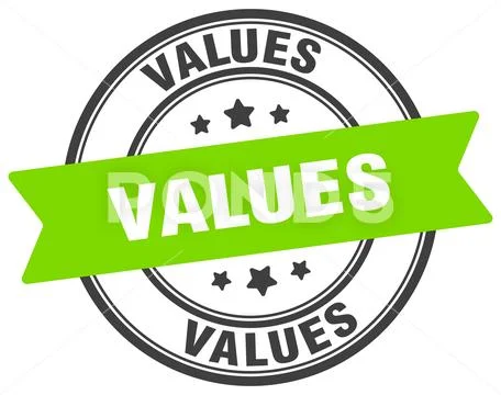 Values stamp. values label on transparent background. round sign ...