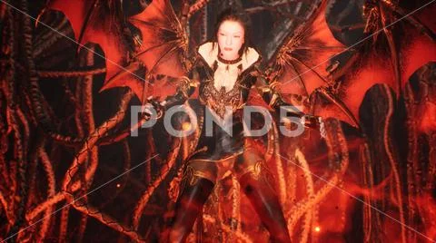 A vampireess destroys her enemies with vampire battle magic in a spooky ...