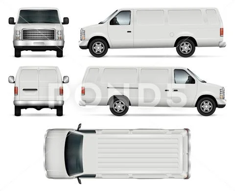 Van vector template. Vehicle branding mockup side, front, back, top ...