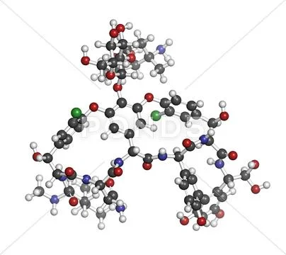 Vancomycin antibiotic drug (glycopeptide class), chemical structure ...
