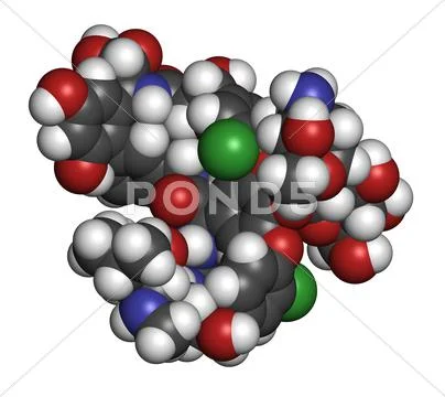 Vancomycin antibiotic drug (glycopeptide class), chemical structure ...