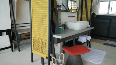 Vanity space in high end hotel room, cle... | Stock Video | Pond5