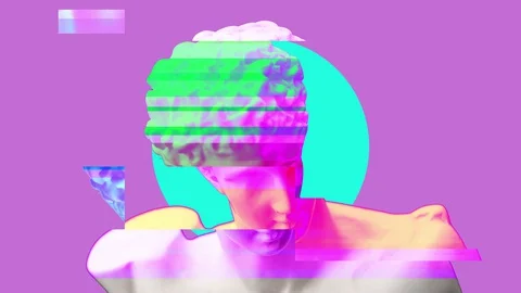 Vaporwave Pop Art Animation Roman Statue... | Stock Video | Pond5