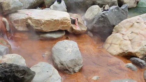 vapour rising form natural holy hot spri... | Stock Video | Pond5