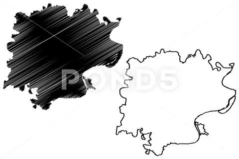 Varanasi district (Uttar Pradesh State, Republic of India) map vector ...