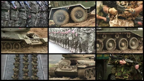 Various Army Clips in a Grid Montage Squ... | Stock Video | Pond5