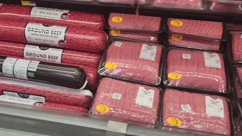 Various Ground Beef Grocery Supermarket ... | Stock Video | Pond5