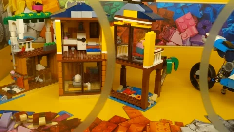 Various Lego House and Bicycle Display K... | Stock Video | Pond5