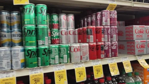 Various Sprite Coke Coca Cola Soda Groce... | Stock Video | Pond5