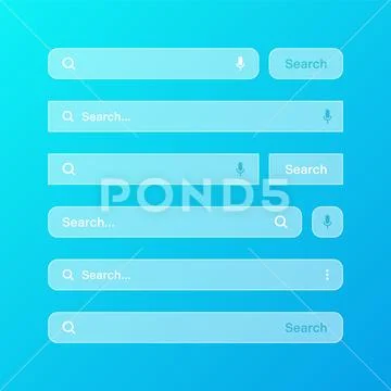 Various transparent search bar templates. Internet browser engine with ...