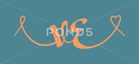 VE initial wedding monogram calligraphy vector illustration. Hand drawn ...