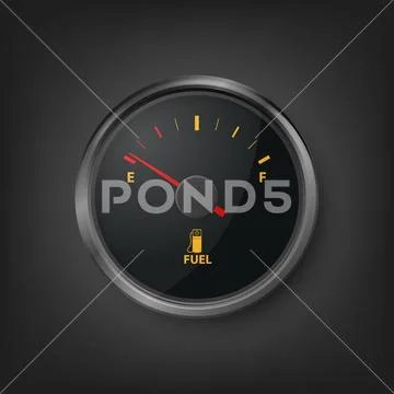 Vector 3d Realistic Black Gas Fuel Tank Gauge, Oil Level Bar Closeup on ...