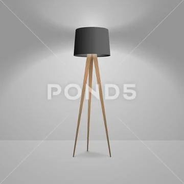 Vector 3d Realistic Render Illuminated Lamp Closeup. Floor Lamp. Template of: Royalty Free ...