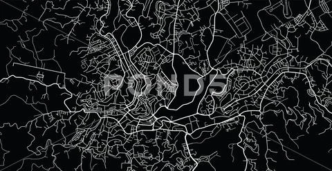 Vector aerial city road map of Da Lat, Vietnam ~ Clip Art #137593567