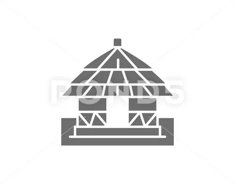 Vector african local traditional house grey icon. ~ Clip Art #144266599