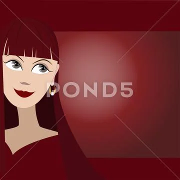 Vector background with cute face of girl and space for your text ~ Clip ...