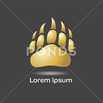 Vector bear paw footstep silhouette for logo, icon, poster, banner ...