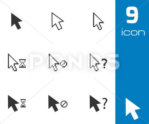 Vector black mouse cursor icons set Illustration #64908308