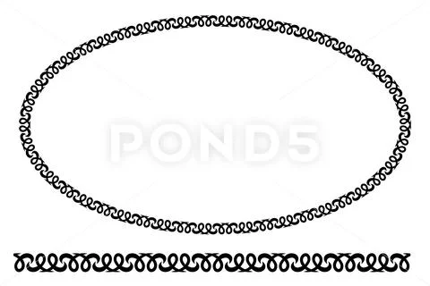 Vector Black Rounded Corner Oval Floral Frame, Isolated On White ...