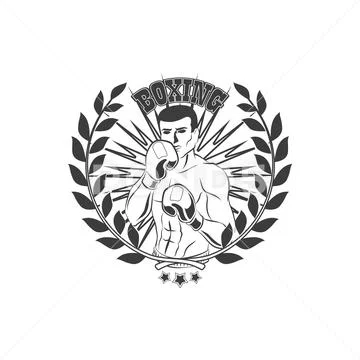 Vector boxing club logo icon with boxing man ~ Clip Art #83134139