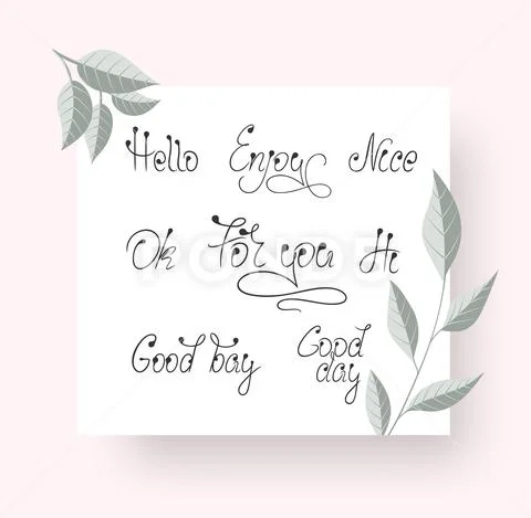 Vector calligraphic lettering template for messages with presentation ...