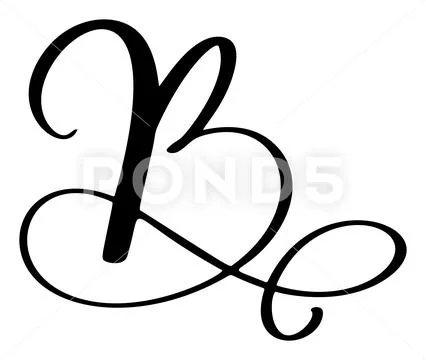 Vector calligraphy hand drawn letter B logo. Script font logo ...