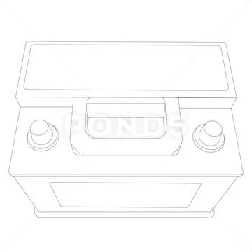 Vector car battery line illustration on white: Royalty Free #158563550