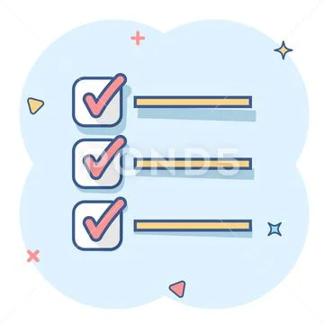 Vector cartoon to do list icon in comic style. Checklist, task list ...