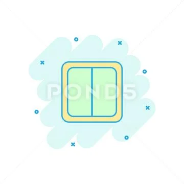 Vector cartoon electric light switch icon in comic style. Power switch ...