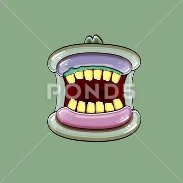 Vector cartoon funny silly zombie monster mouth with rotten teeth ...