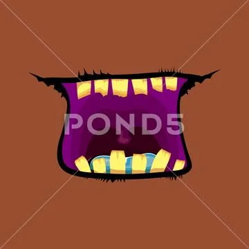 Vector cartoon funny zombie monster open mouth with rotten teeth ...