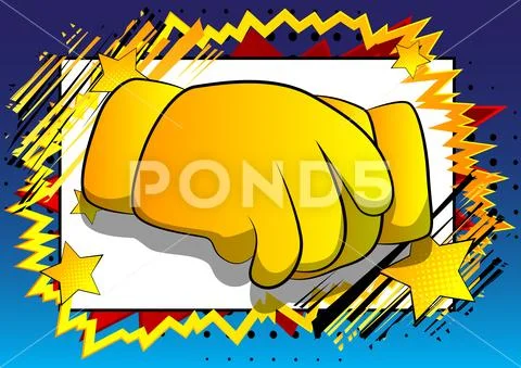 Vector cartoon hands making handshake. Illustrated hand sign on comic ...