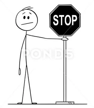 Vector Cartoon of Man or businessman Holding Stop Sign Illustration ...