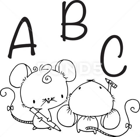 Vector cartoon mouse rat ABC frame education book cover border ...