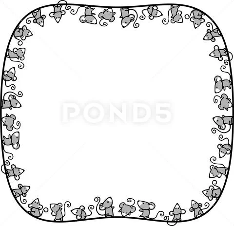 Vector cartoon mouse rat frame border background ~ Clip Art #147421087