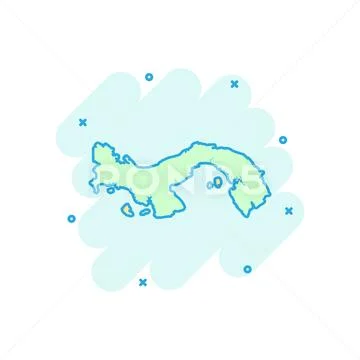 Vector cartoon Panama map icon in comic style. Panama sign illustration ...