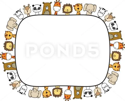 Vector cartoon zoo animals border frame background: Graphic #147304345