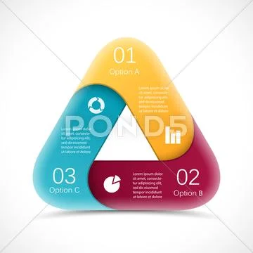 Vector circle 3D triangle infographic. Template for cycle diagram ...