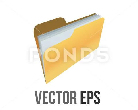 Vector classic gradient yellow computer file folder icon with document ...
