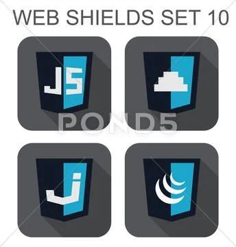 Vector collection of javascript web development shield signs: Graphic #39912637