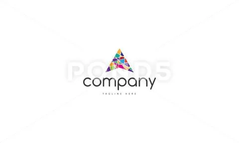 Vector color logo which depicts the letter A in the form of an arrow up ...